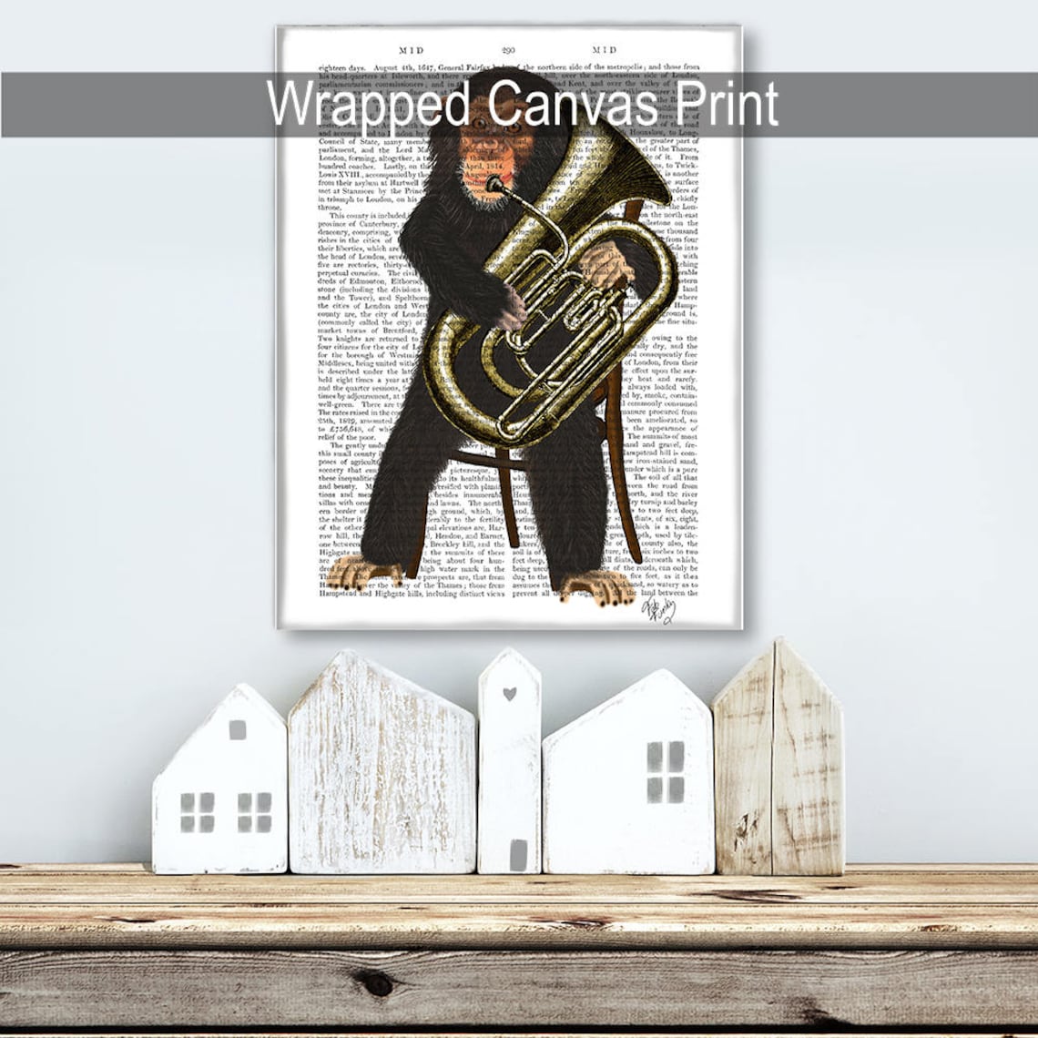 Monkey Print Chimpanzee & Tuba Wall Art Wall Decor Wall - Etsy