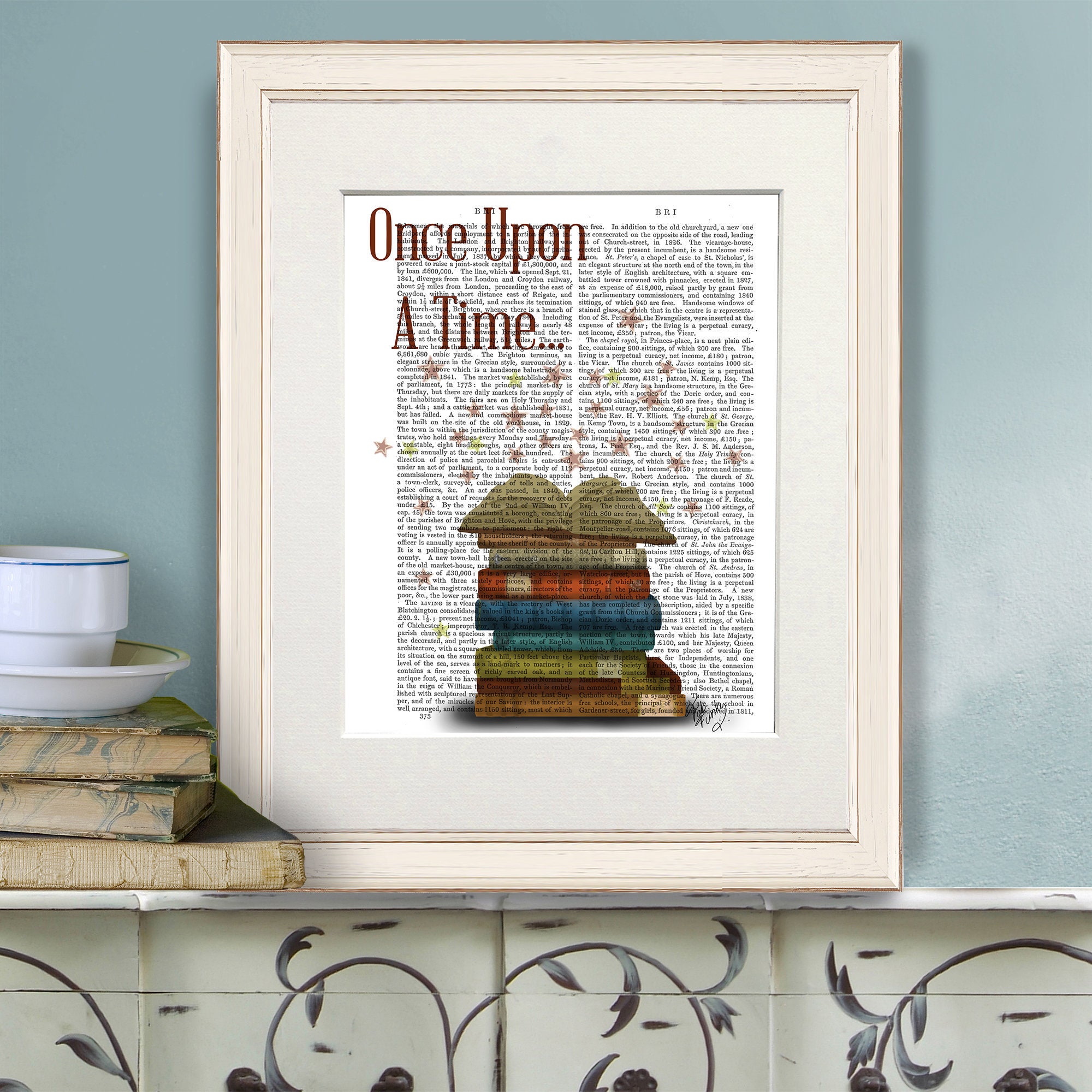 Once Upon a Time Book page art Book lovers gift Book nerd | Etsy
