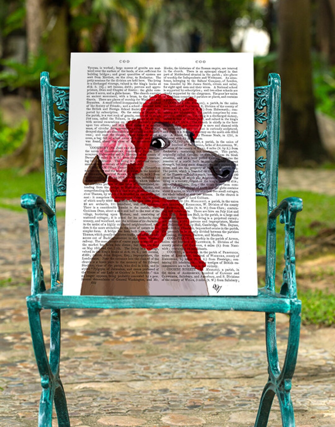 Greyhound Art Print - Red Hat dog poster dog decor dog illustration dog ...