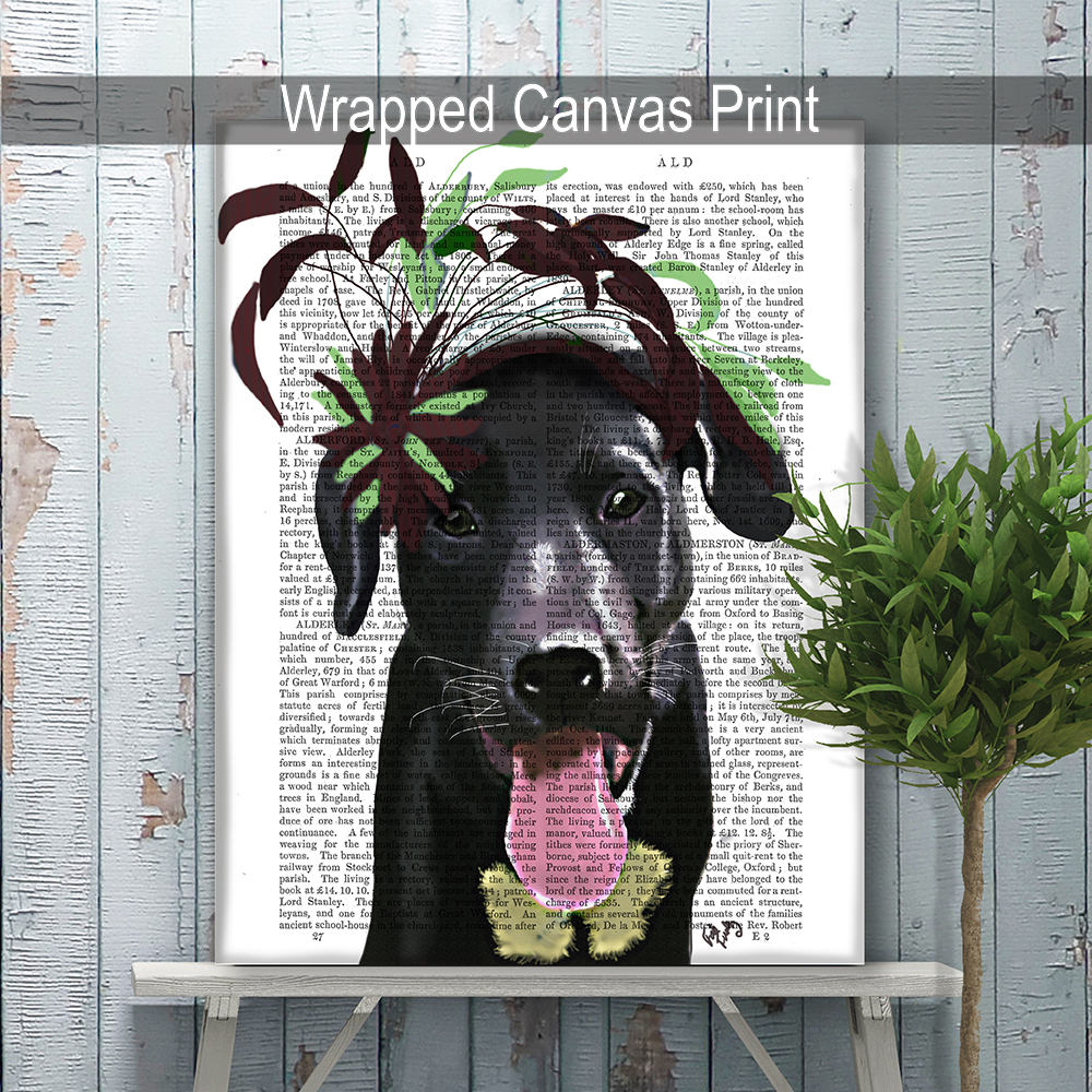 Black Labrador Green Hat black lab art black lab print | Etsy