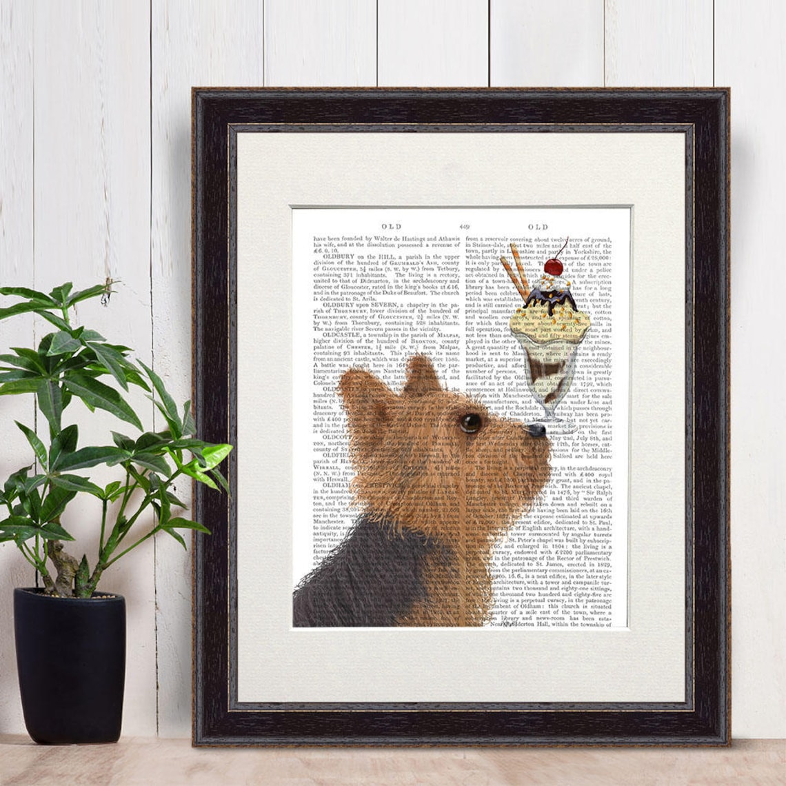 Yorkie puppy print Yorkshire terrier Ice cream dog Yorkie | Etsy