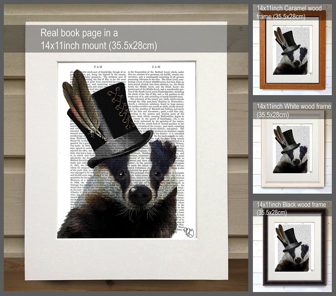 Badger Art Print - Steampunk Badger - Badger Print Woodland Critter Art ...