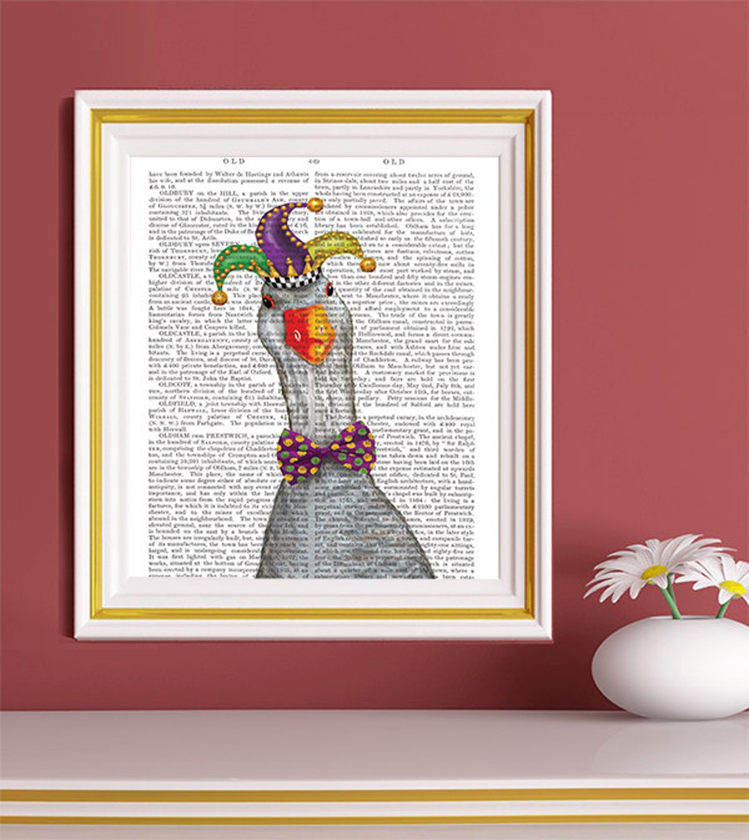 Silly Goose, Jester Hat on Goose - Baby Room Decor Colorful Prints ...