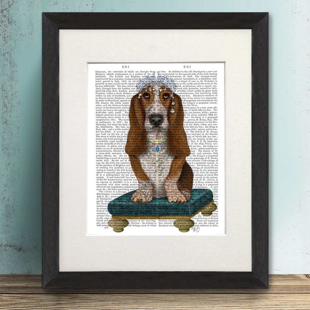 Dog Mom - Basset Hound and Tiara - Basset Decor Basset Print Pet Lover ...