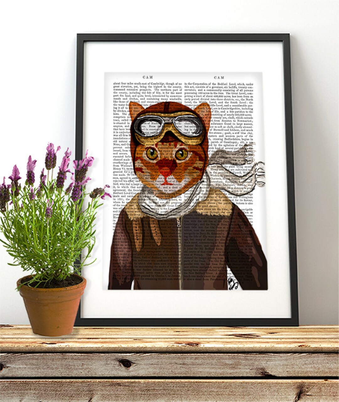 Flying Cat Poster, Ginger Cat Decor Cat Illustration Cat Picture Cat ...