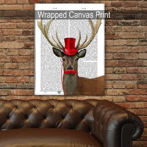 Deer Art Print - Deer With Top Hat Deer Wall Art Cabin Décor Hunting ...