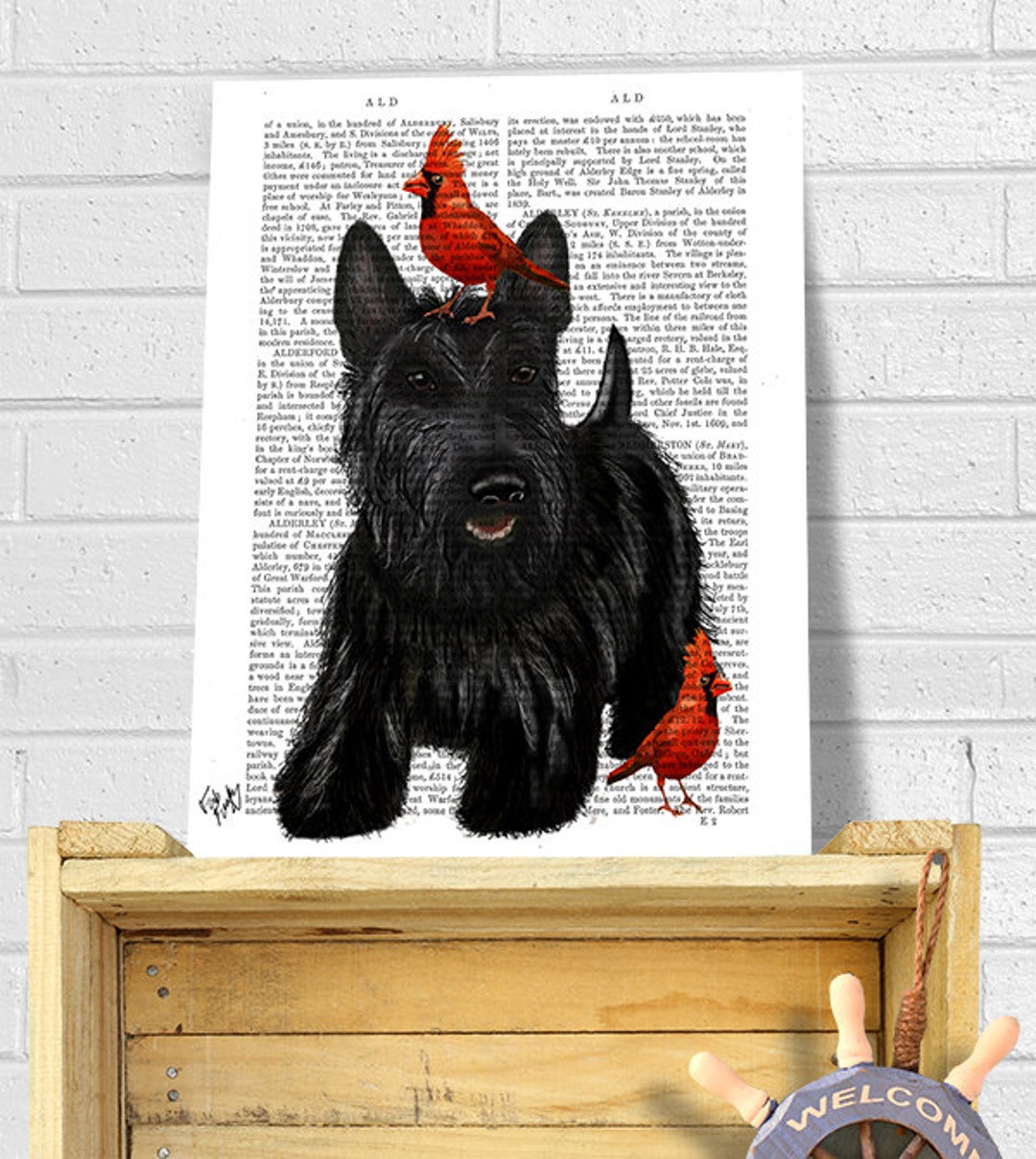 Scottish Terrier Scottie Dog and Birds - Scottie Picture Scottie Lover ...