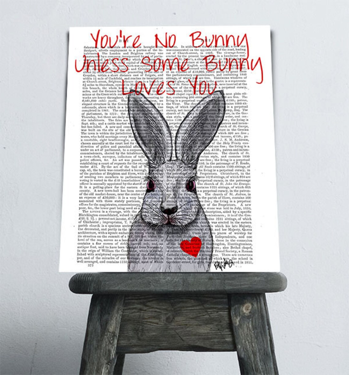 White Rabbit Art Print You're No Bunny Rabbit Print | Etsy