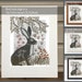 Hare Illustration, Lino Cut Style, Country Lane Decor, Rabbit Art Print ...
