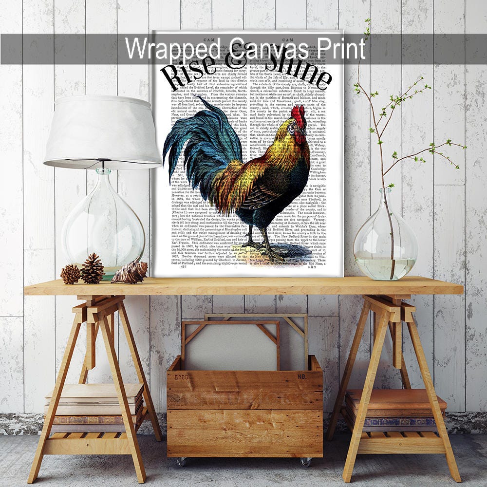 Early Riser Cockerell Rooster Print Rooster Kitchen Decor | Etsy