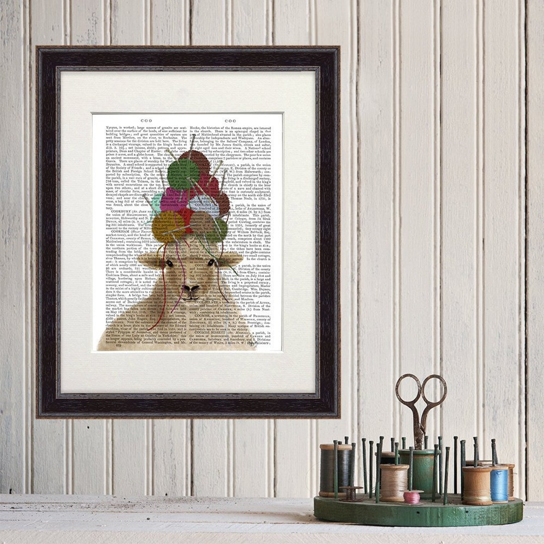 Schaf Malerei Lamm - Schaf mit Wollmütze Portrait Druck - Schaf KunstDruck Schaf Kinderzimmer ...