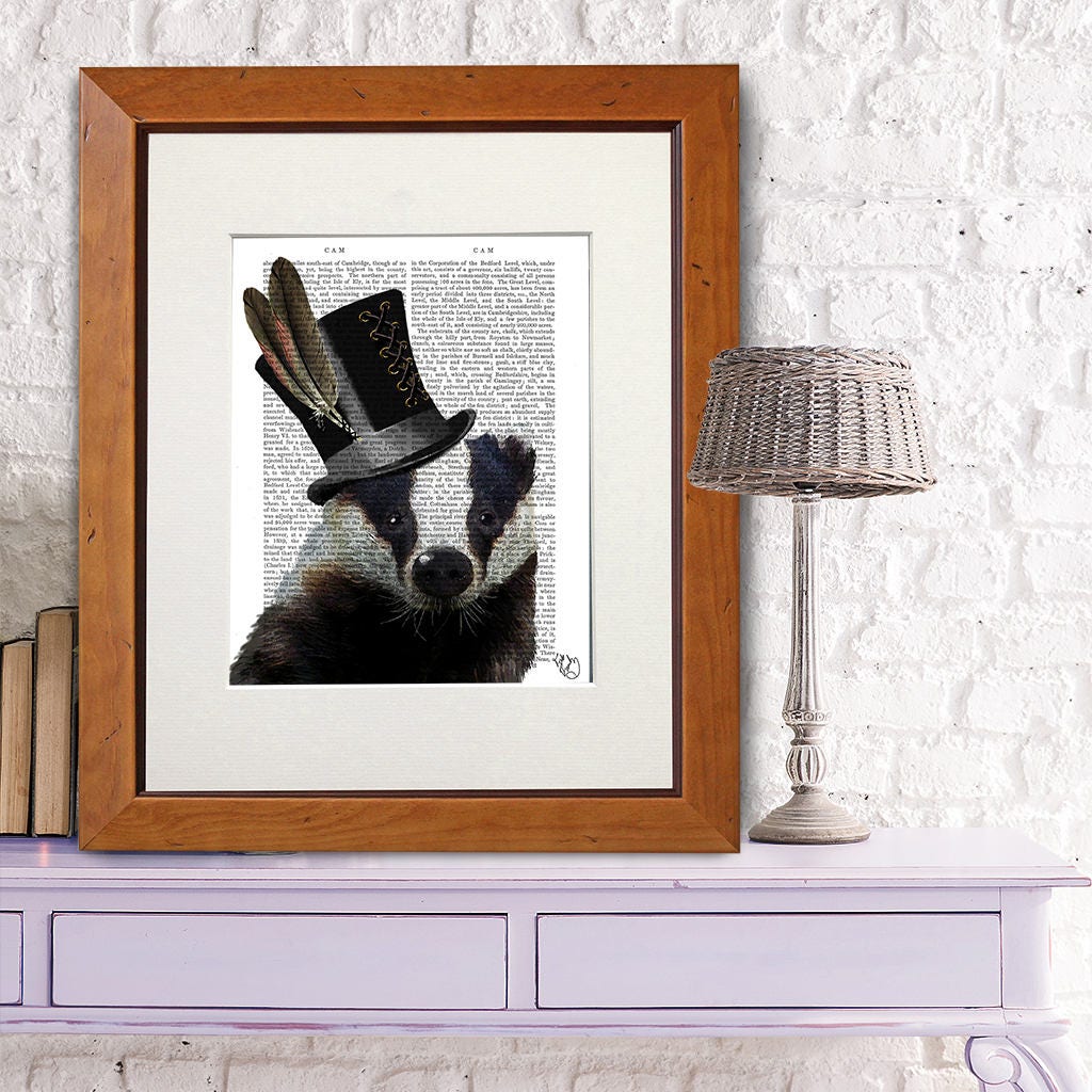 Badger Art Print Steampunk Badger Top Hat Badger Print - Etsy