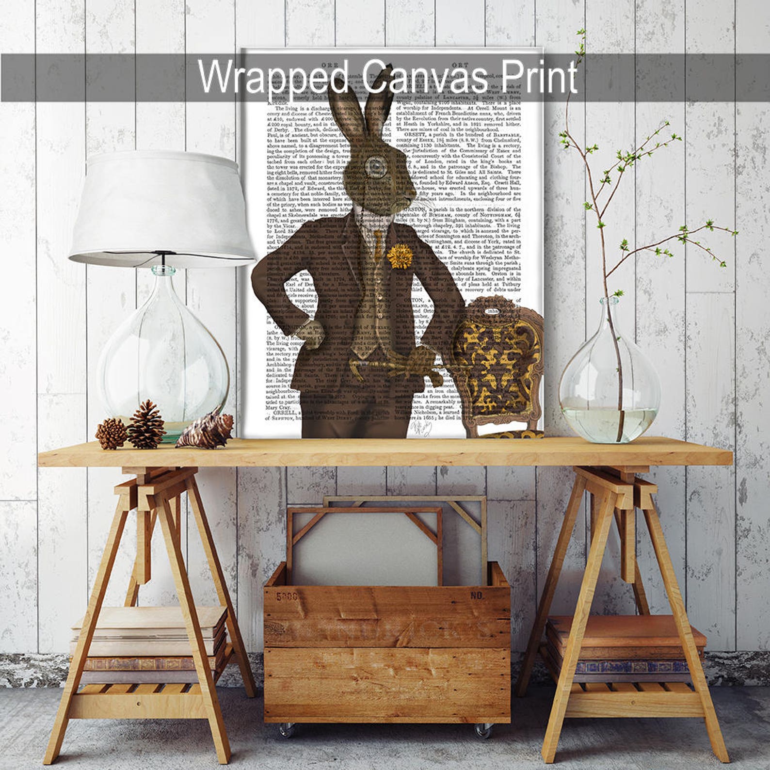 Hare Print - the Dapper Hare - Hare Painting Rabbit Print Rabbit Décor ...