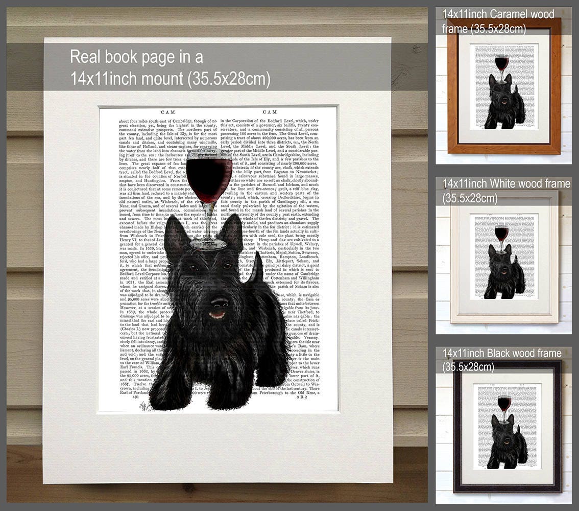 Scottie dog print scotty dog gifts Scottish art wall Wine | Etsy