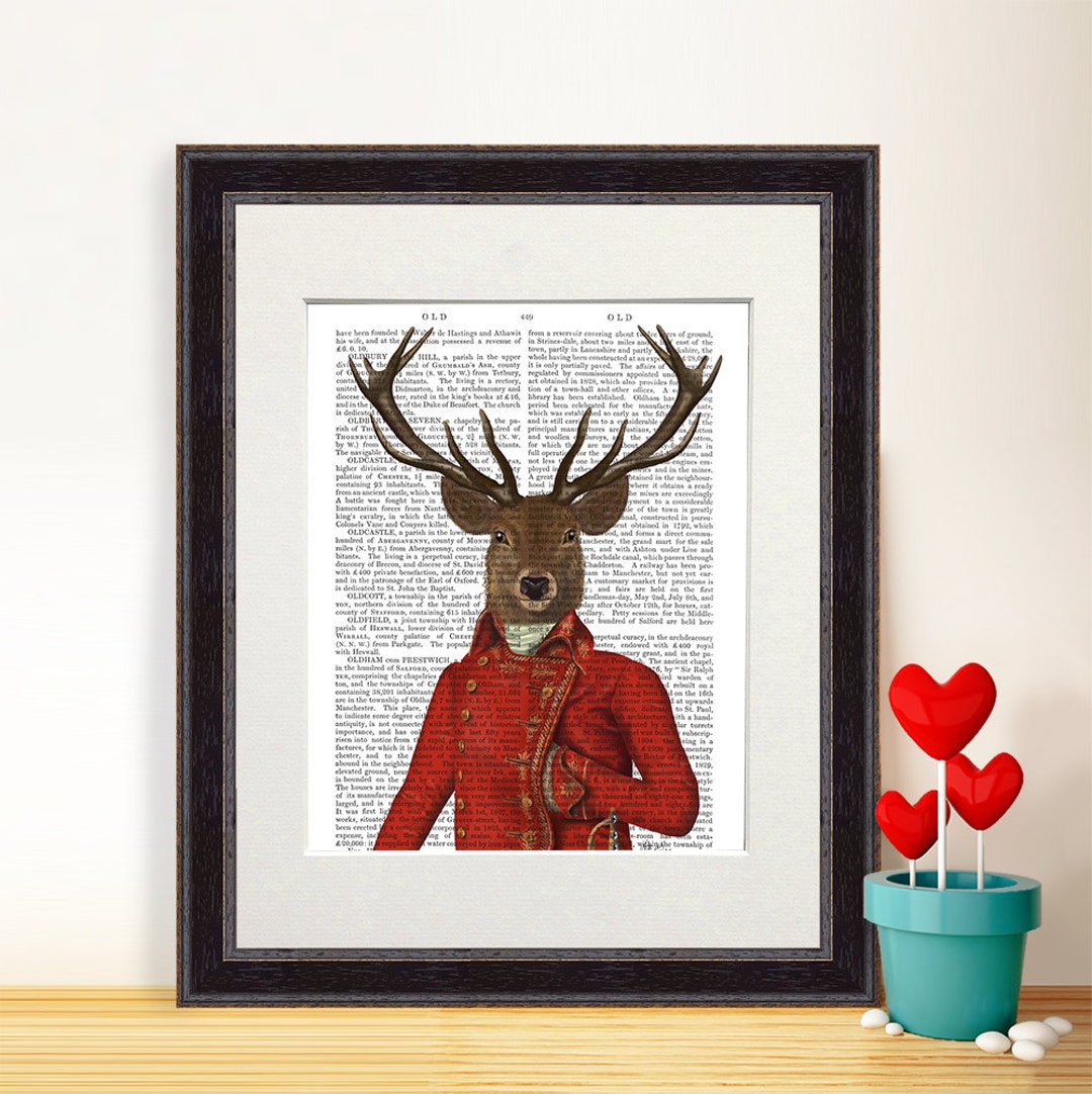 Deer Print Red & Gold Jacket Portrait Groomsmen Gift Beautiful Deer ...