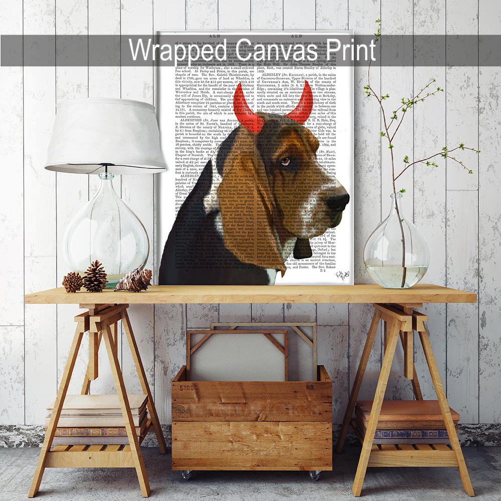 Basset Hound Art Devil Horns - Devil Dog Basset Hound Print Dog Wall ...
