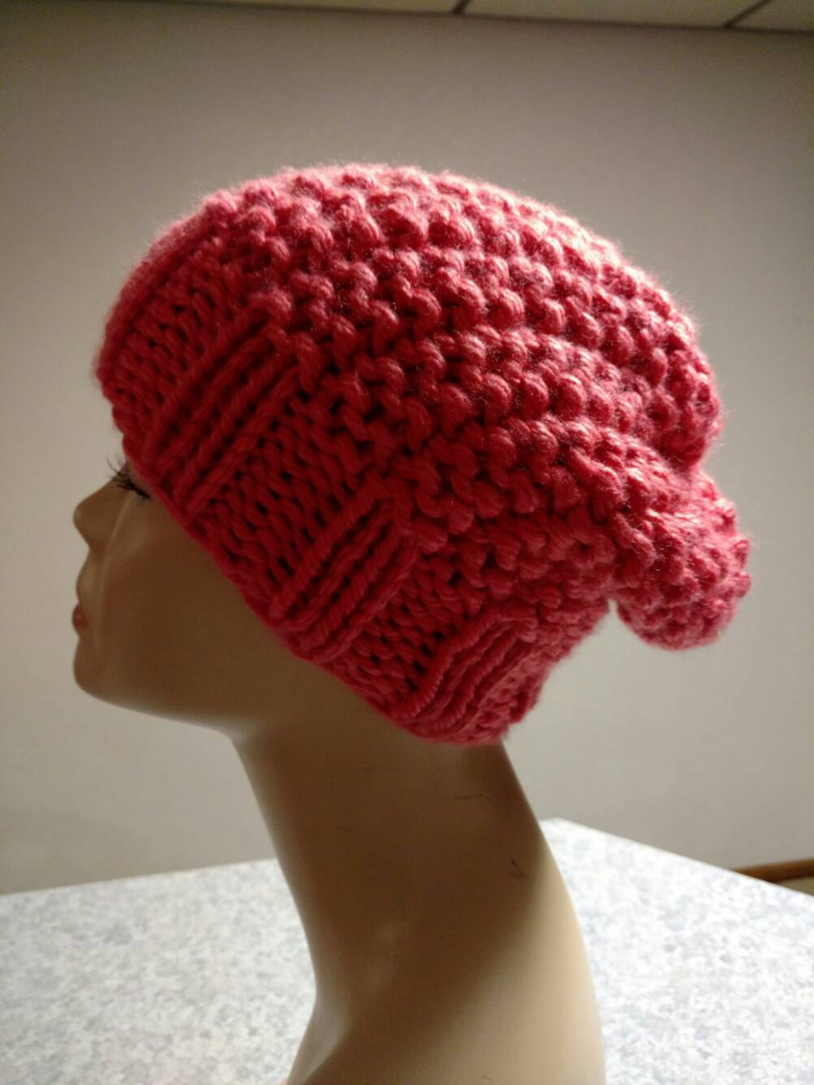 ONLY ONE Winter Knit Slouchy Hat in Coral - Etsy