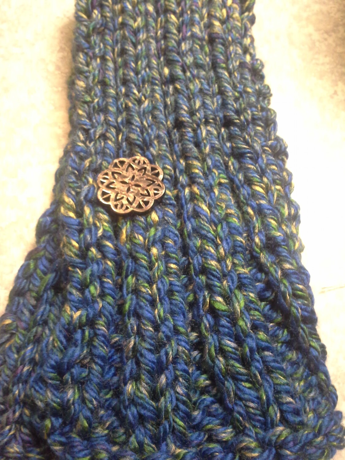 ONLY ONE Womans Blue Mixed Knitted Cowl With Button - Etsy