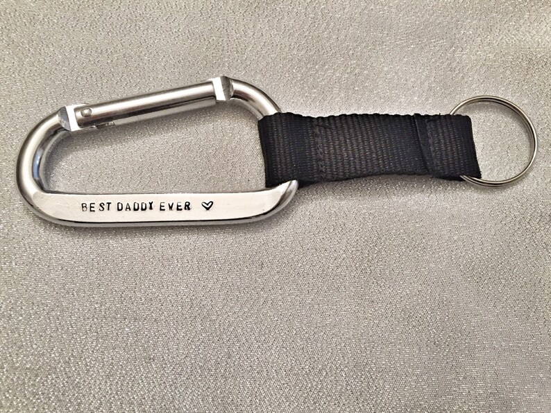 Personalized Carabiner Father's Day Gift Hand Stamped | Etsy