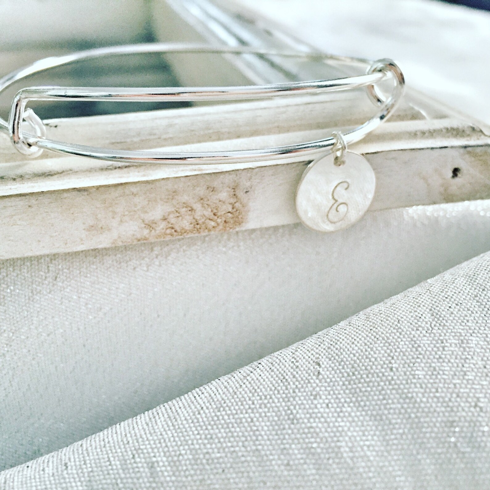 Monogram Bangle Expandable Bracelet Initial Bracelet | Etsy
