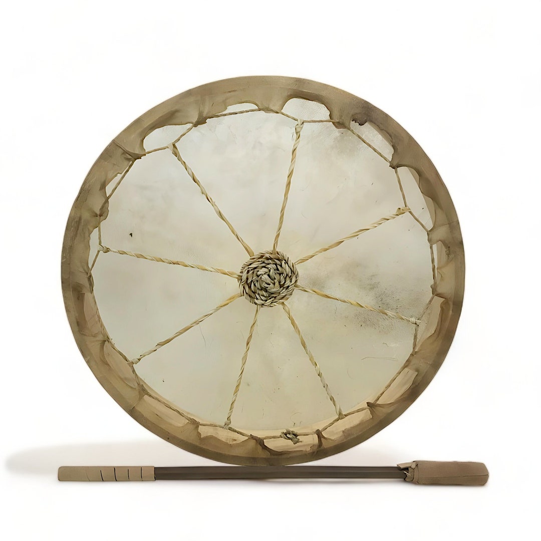 15 Multicultural Frame/hand Drum With Beater, Natural Goat Skin, Wood ...