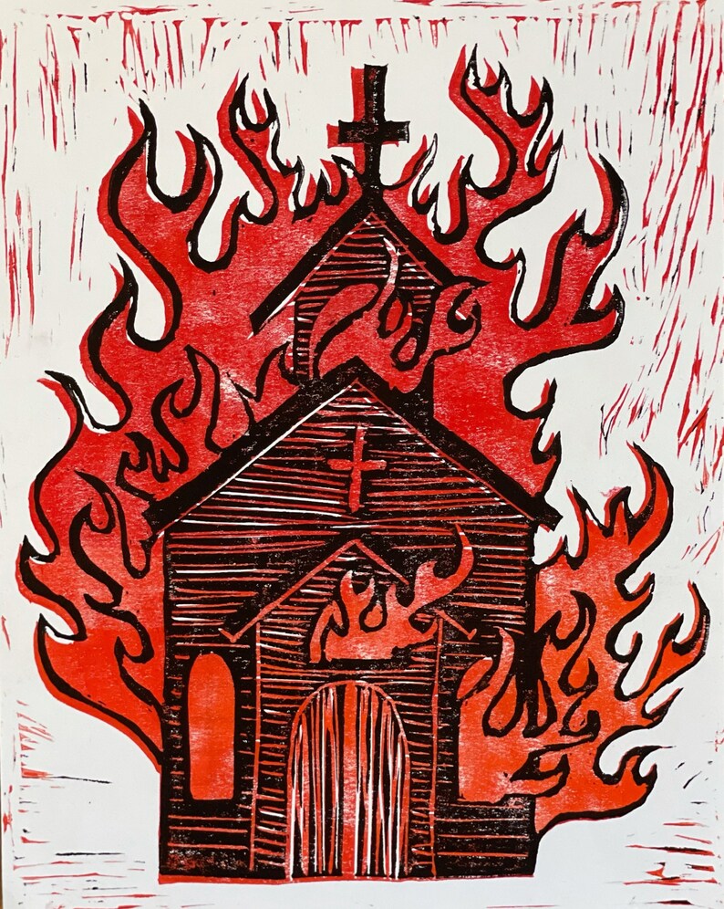 Burning Down the House | Linocut, Block-print | Original Limited ...