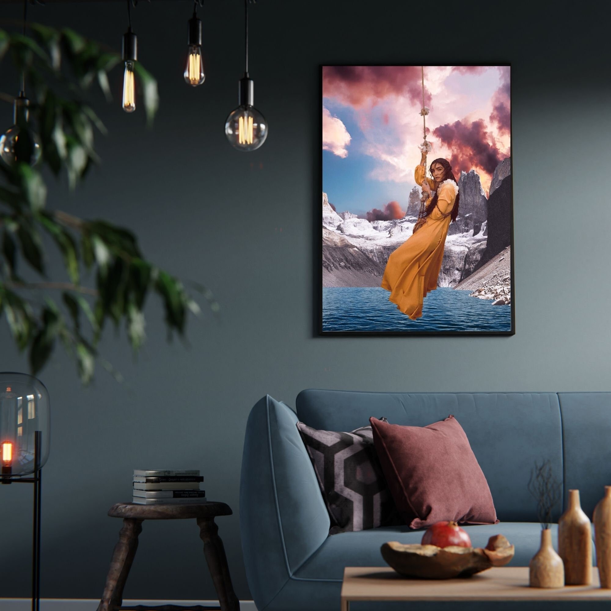 Hangin' by a Thread | Collage Art, Photo Collage Wall Decor, Retro Art ...