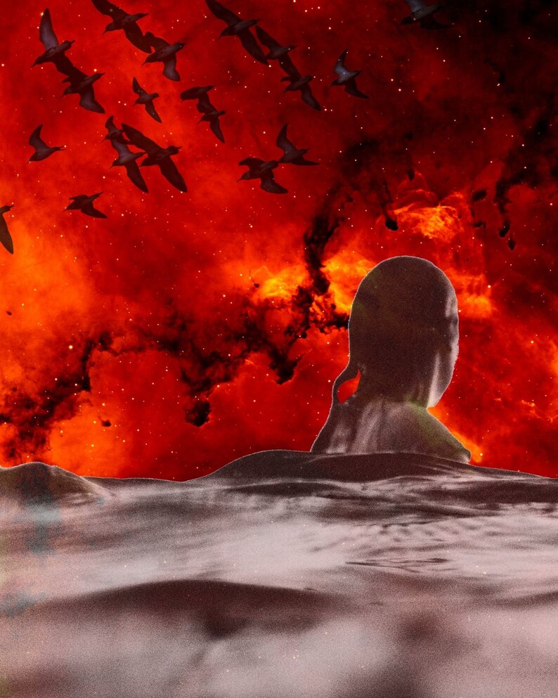 Swimming in Hell Collage Art, Photo Collage Wall Decor, Retro Art ...