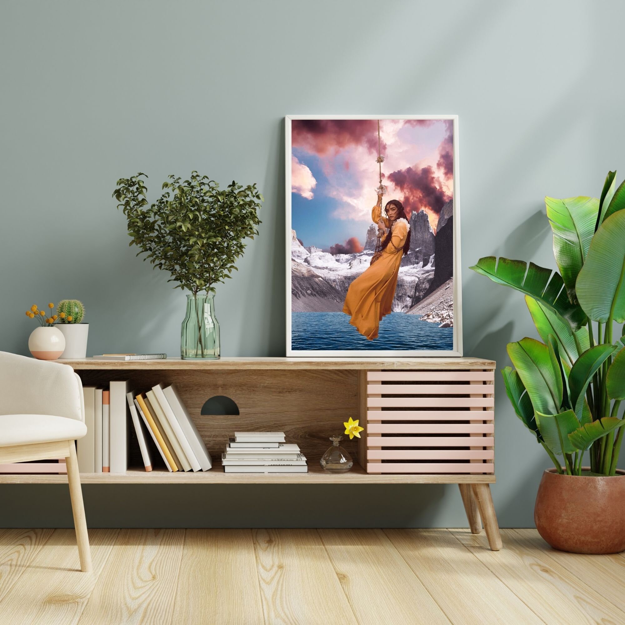 Hangin' by a Thread | Collage Art, Photo Collage Wall Decor, Retro Art ...