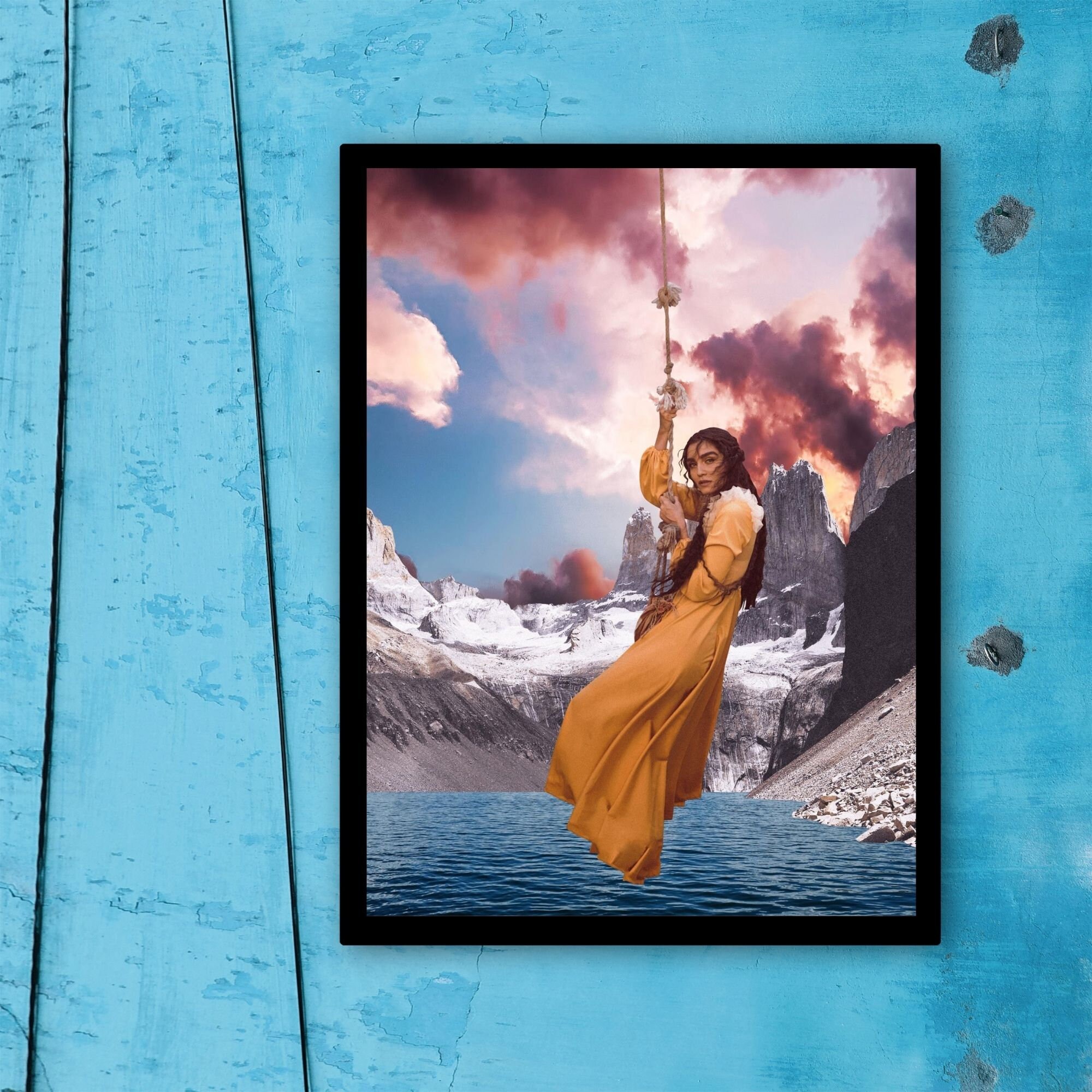 Hangin' by a Thread | Collage Art, Photo Collage Wall Decor, Retro Art ...