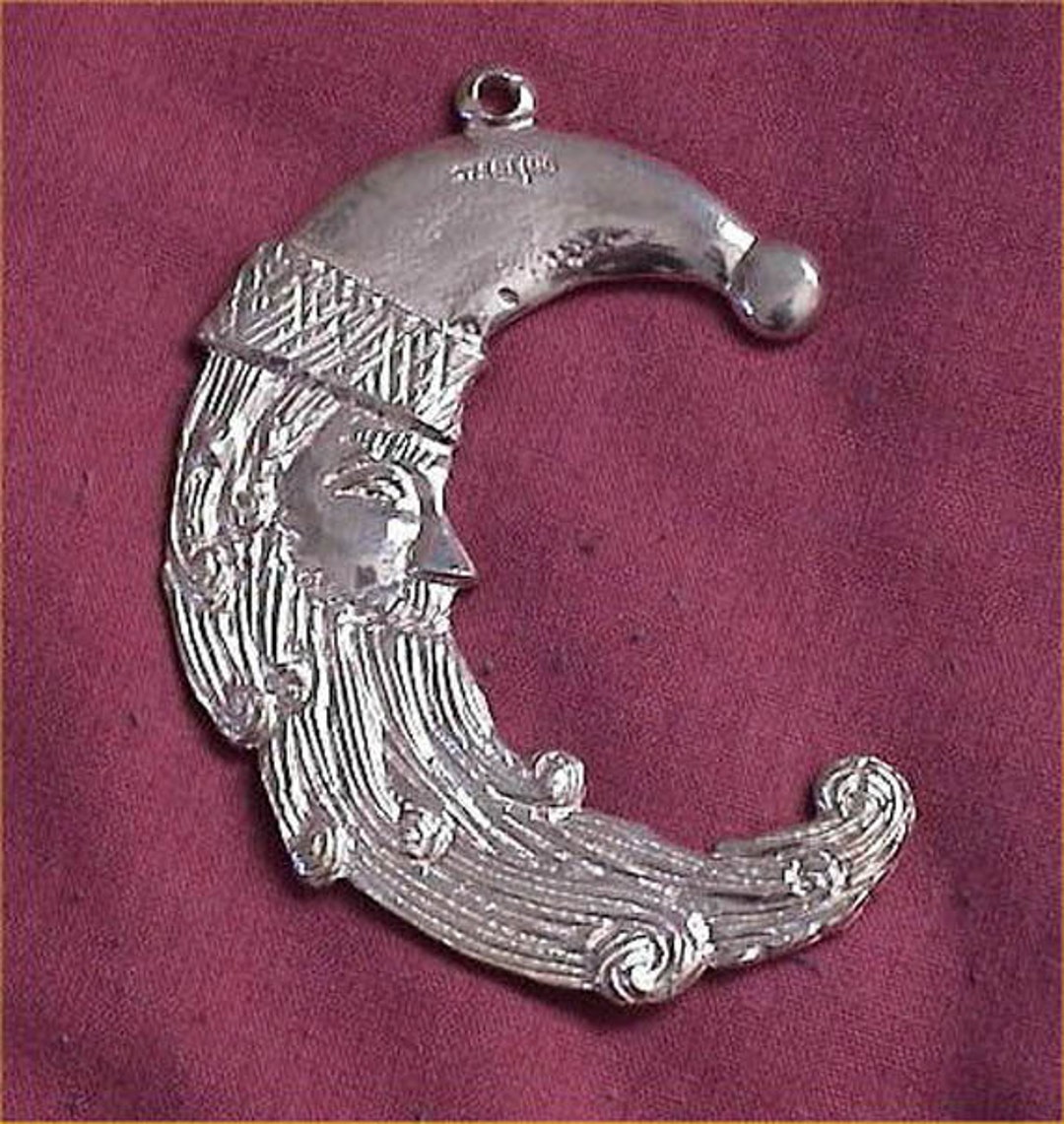 Sterling Silver Half Moon Santa Christmas Ornament - Etsy
