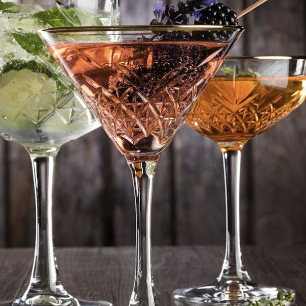 Gold Rimmed Cocktail Glasses - Etsy