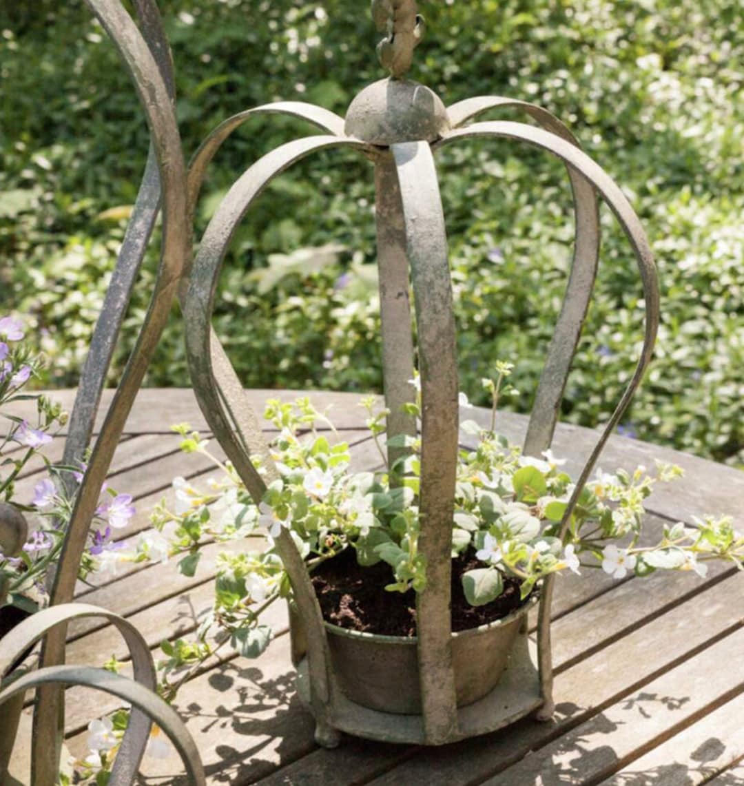Handmade Metal Crown Planter: Weathered Garden Decor - Etsy