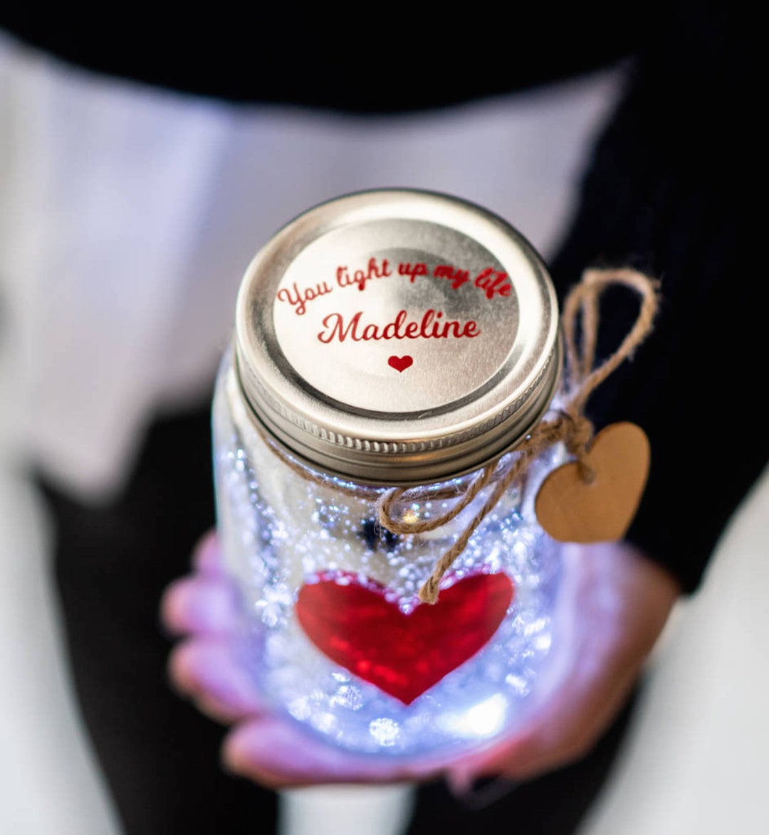 Personalized Love Heart Firefly Jar: Romantic LED Light Keepsake - Etsy UK