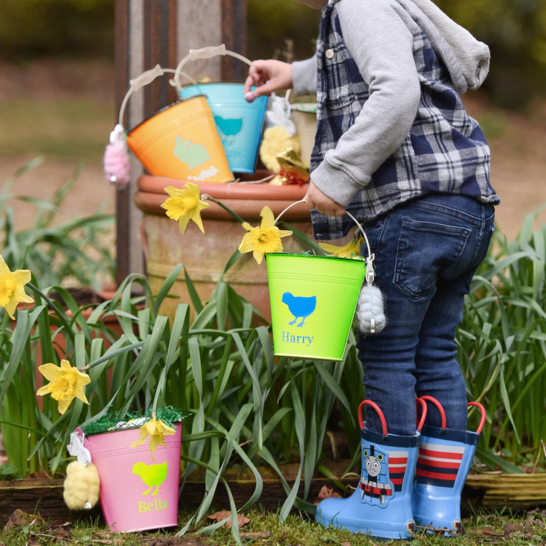 Personalised Bright Bucket ,easter Bucket, Childs Gardening Bucket ...