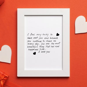 Personalised Hand Written Love Note - Perfect Gift for Valentines and ...