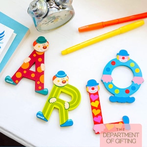 Hand-painted Wooden Clown Alphabet Letters: Nursery Decor - Etsy
