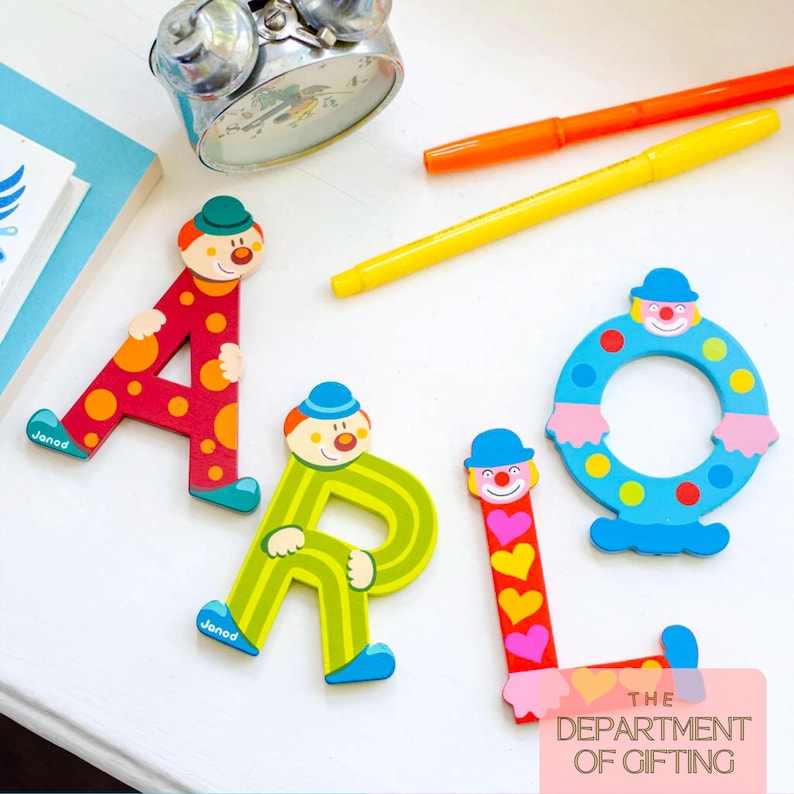 Hand-painted Wooden Clown Alphabet Letters: Nursery Decor - Etsy