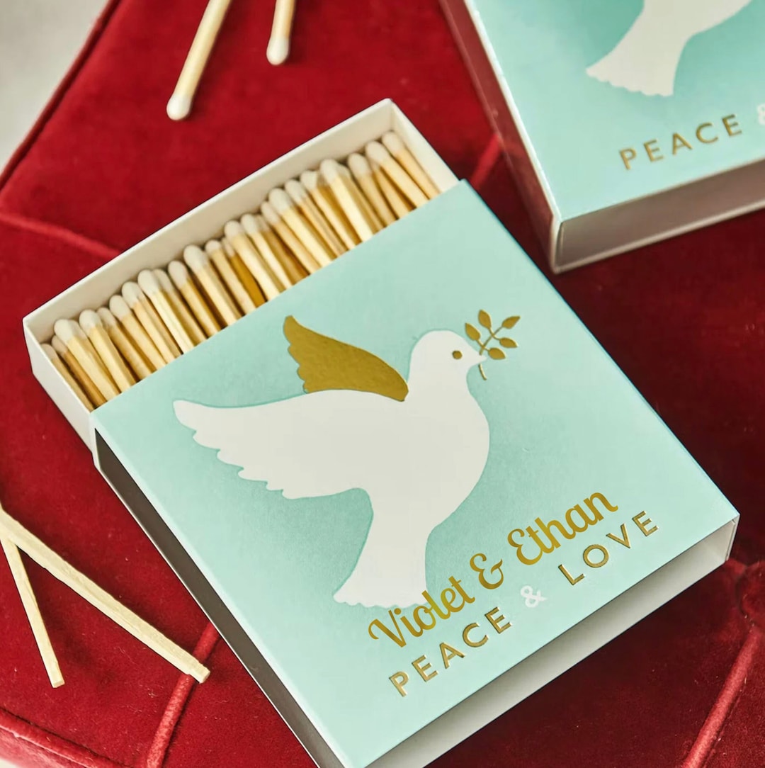 Luxury Boxed Peace and Love Matches -luxury Matches -personalised ...
