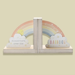 Personalised Nursery Bookends, New Baby Bookends, Rainbow Bookends ...