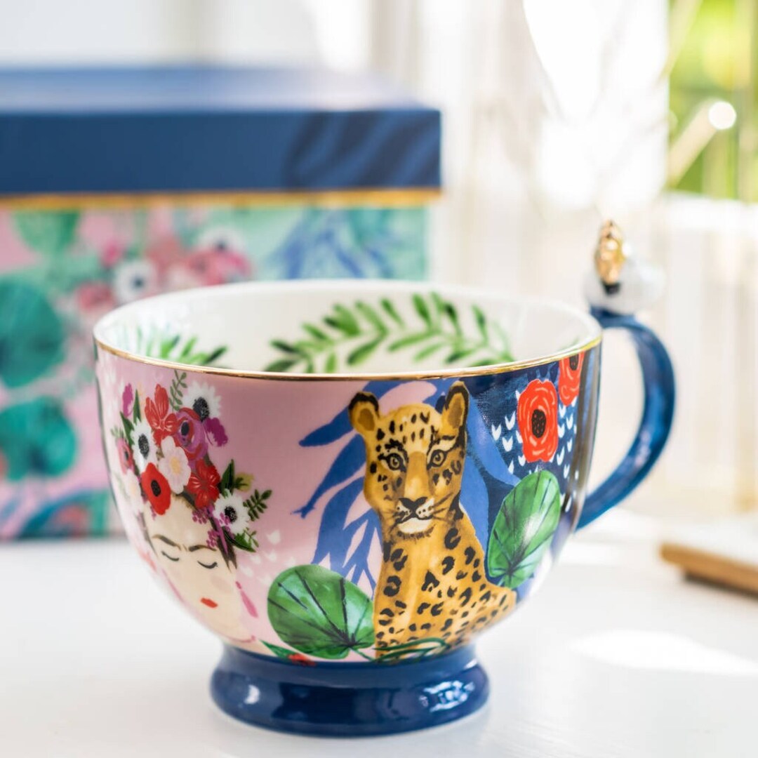 Frida Tea Cup Pretty Teacup, Hand Painted Frida Kahlo Gift, Botanical ...
