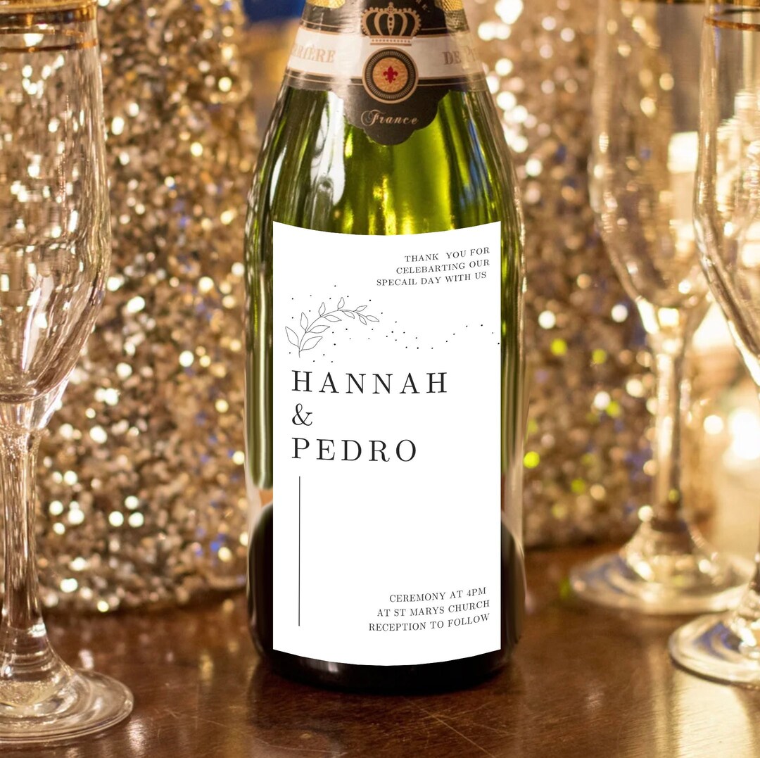 Personalised Sophisticated Wedding Champagne Label - Mr and Mrs ...