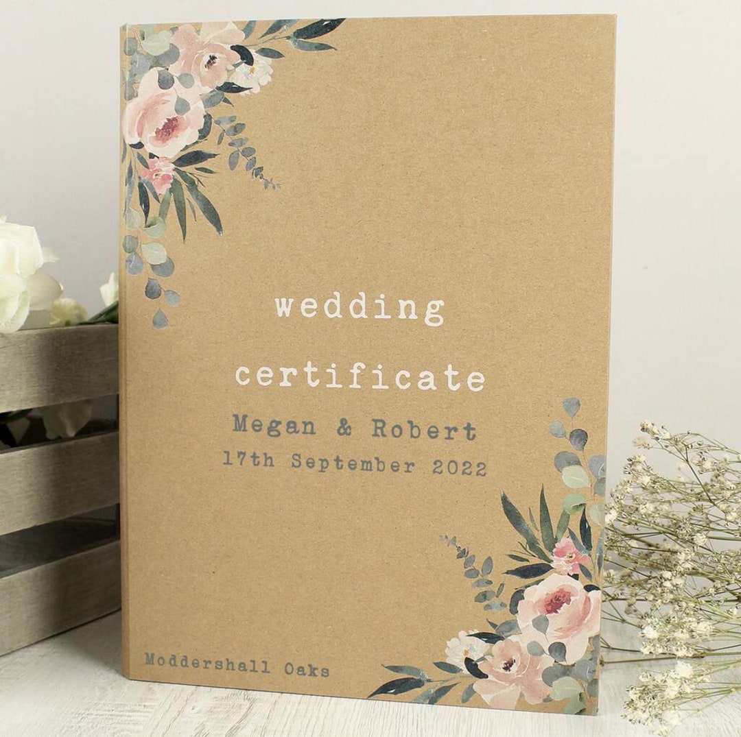 Personalized Wedding Certificate Book: Rustic Floral Newlywed Gift - Etsy