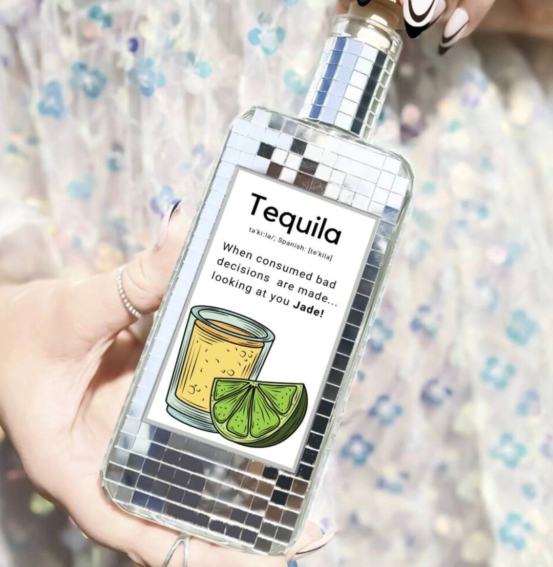 Personalised Birthday Disco Ball Tequila Bottle - Handmade Mirror Ball ...