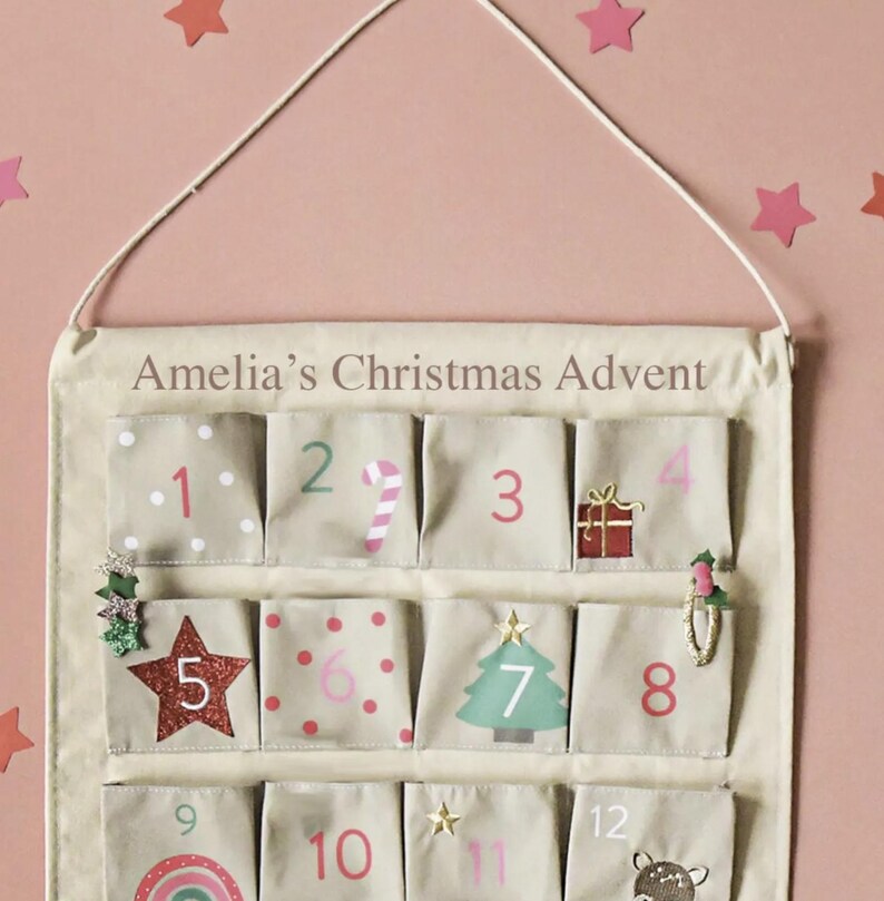 Personalised Reusable Fabric Christmas Advent Calendar - Christmas ...
