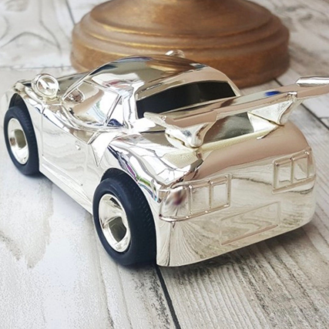Personalized Silver Plated Super Car Money Box: Christening Keepsake - Etsy