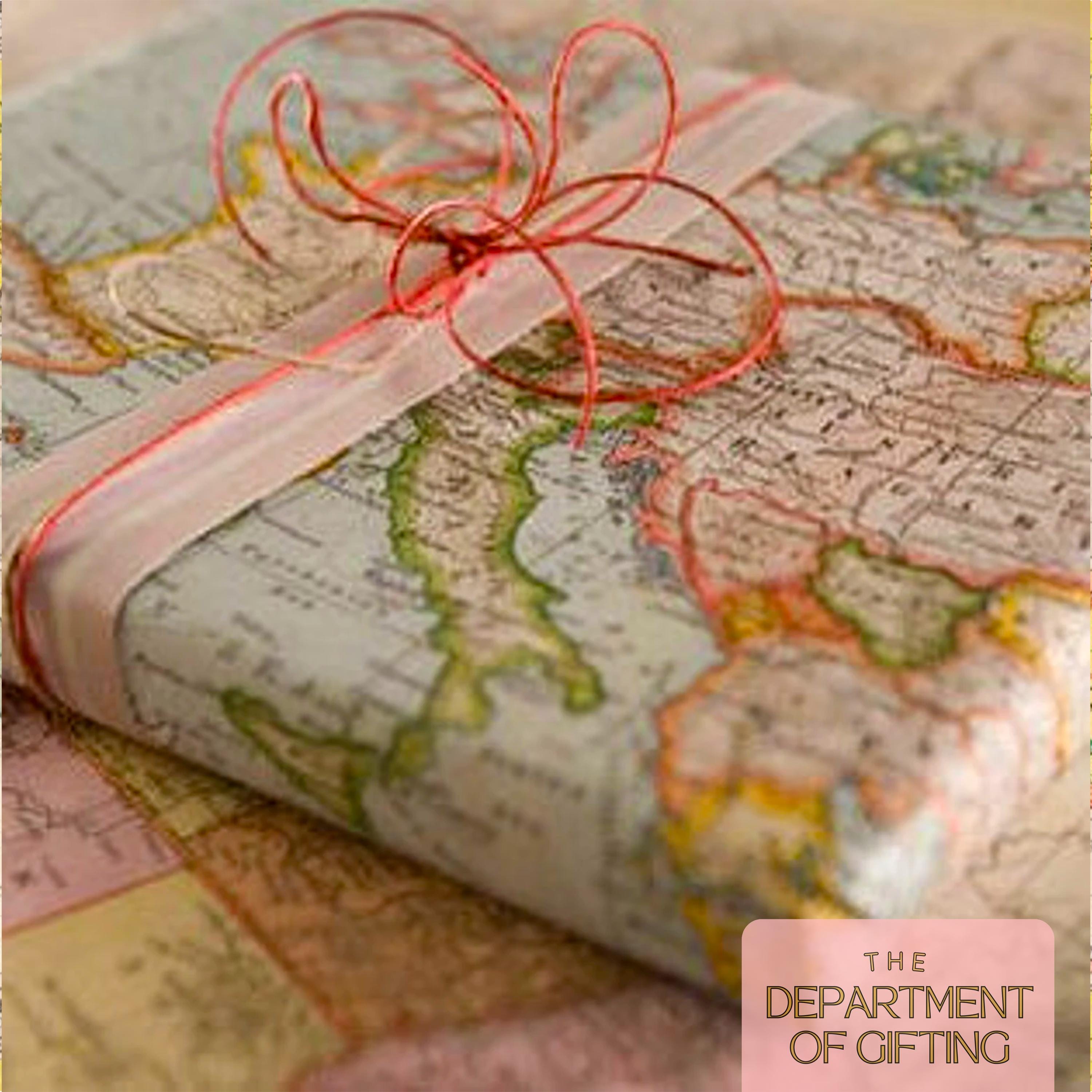 Retro World Map Wrapping Paper: Hand-printed Luxury Gift Wrap - Etsy