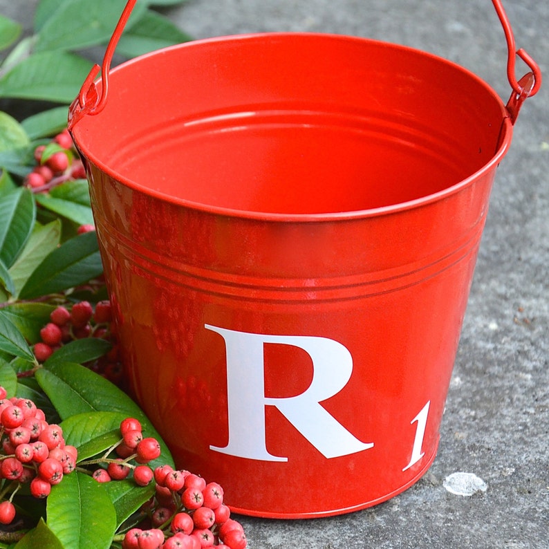Personalised Red Buckets With White Letter Customised - Etsy