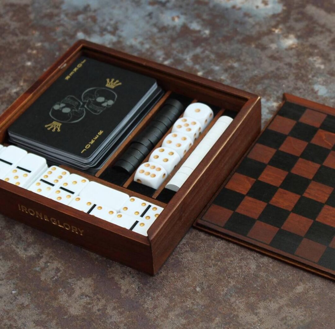Personaized Games Night Deluxe Game Set: Rosewood Travel Game, Birthday ...