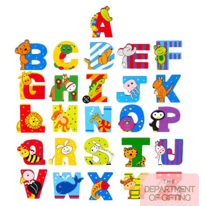 Hand Painted Wooden Animal Alphabet Letters: Nursery Decor - Etsy UK